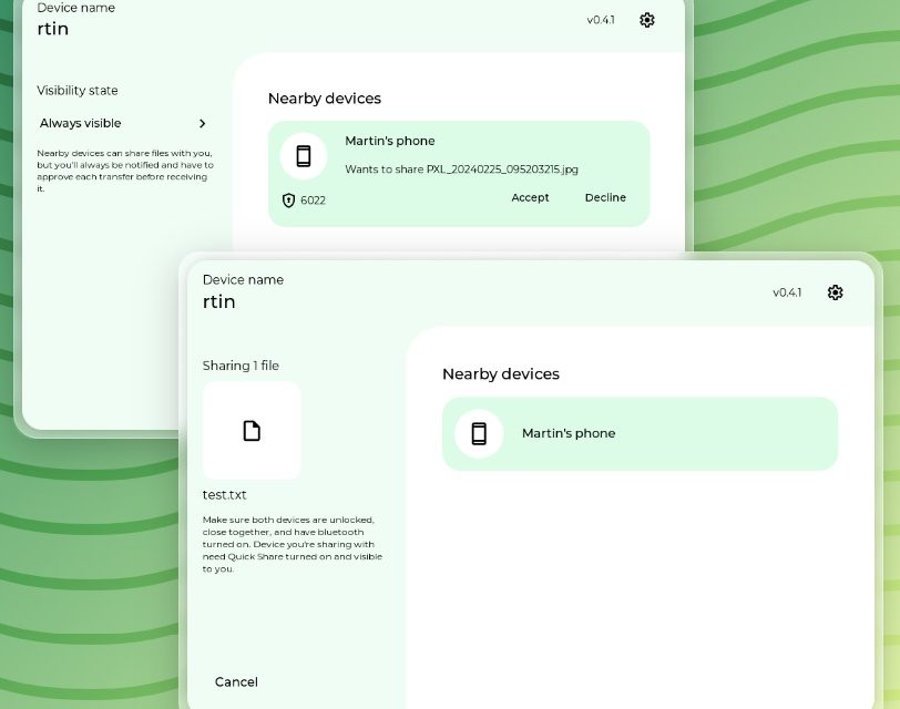 rquickshare – добавить поддержку Nearby Share / Quick Share в Linux и ...